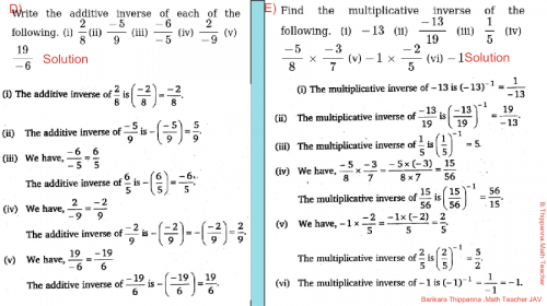 Maths Class 8 Chapter 1 | NCERT Rational Numbers Solutions Pdf Download